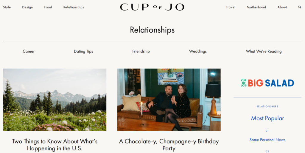 Screenshot from Cup of Jo