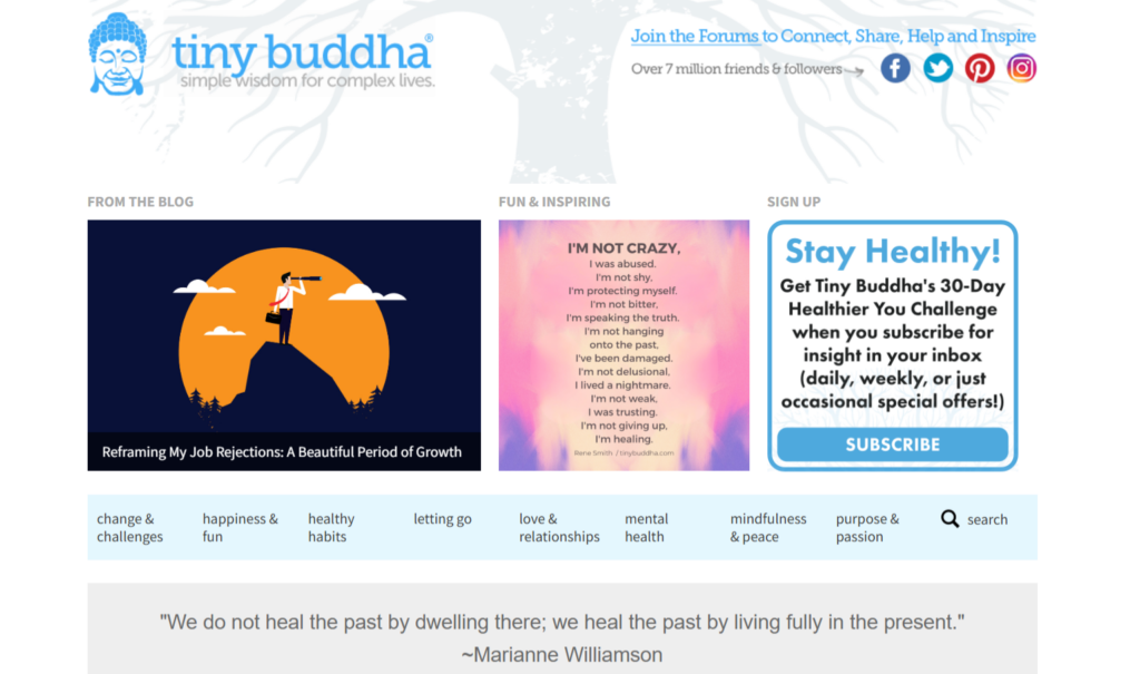 Screenshot from Tiny Buddha